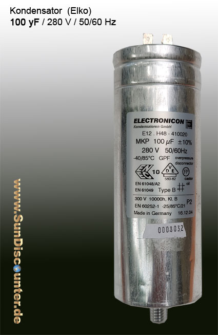 Electronicon E12.H48-410020 MKP-Condensator 100yF 280 V